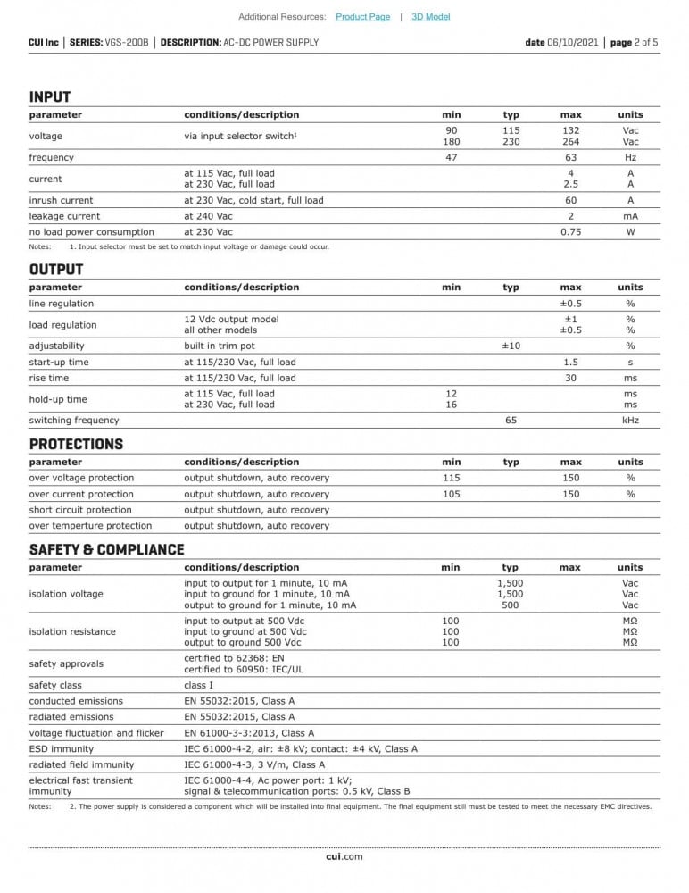 CUI VGS-200B-12 datasheet page 2