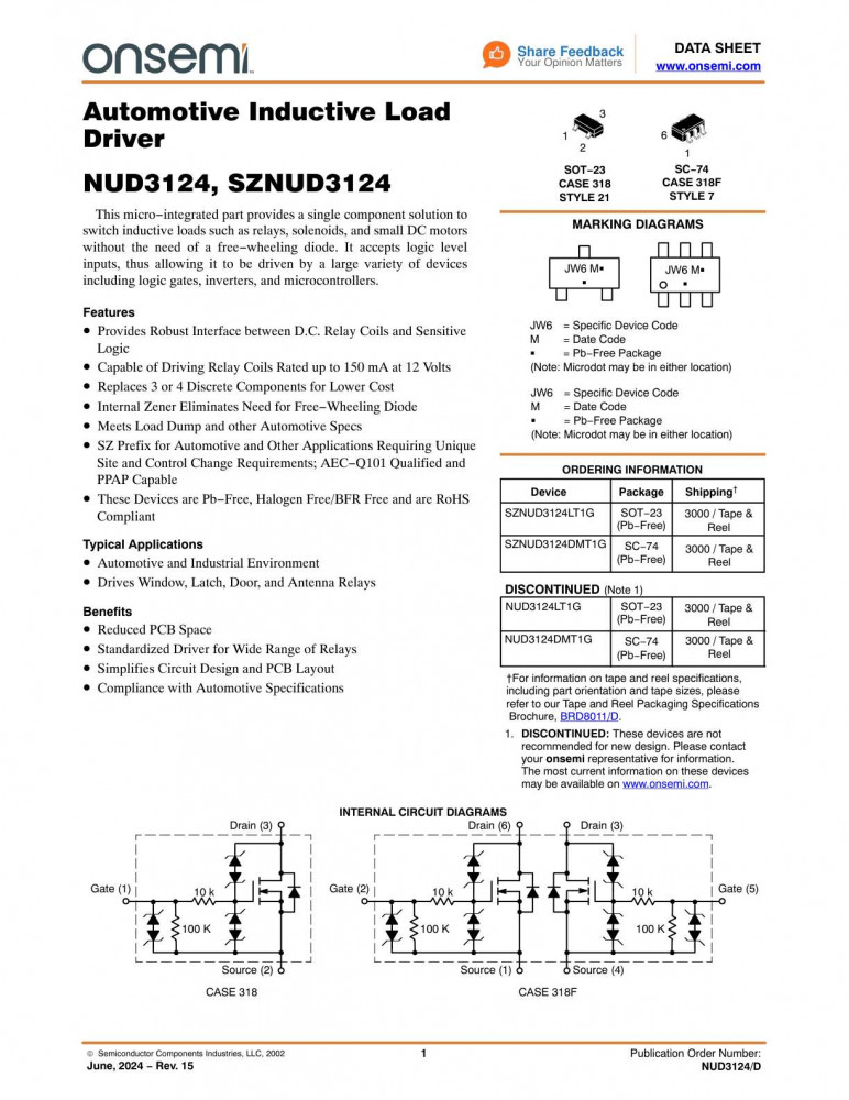 NUD3124 datasheet page 1