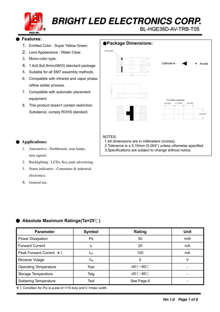 BL-HGE36D-AV-TRB-T05 datasheet page 1