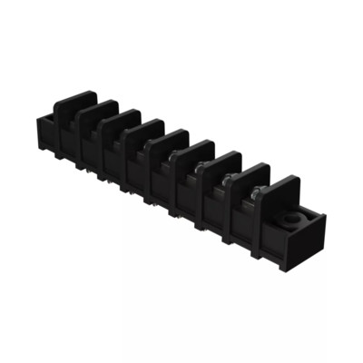 8.26mm Pitch, Single Row, Dual-Barrier Terminal Strip, with Mounting Ends, Black, Steel Screws, 8 Circuits for sale