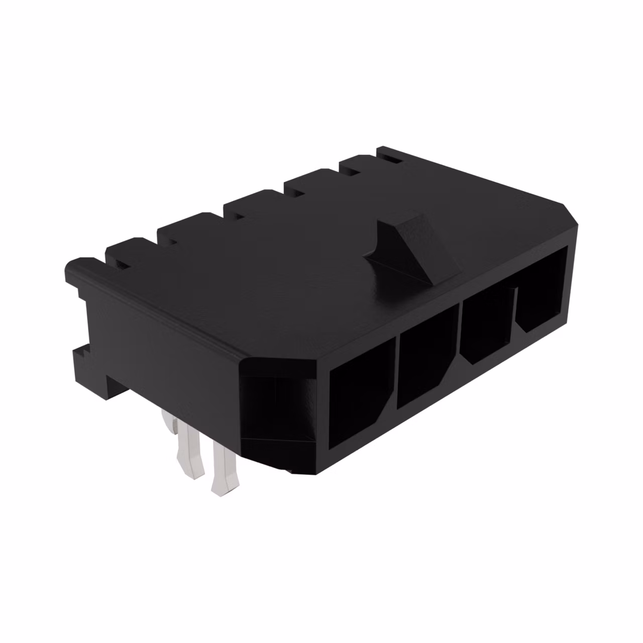 Micro-Fit+ Vertical Header, Surface Mount, 3.00mm Pitch, Single Row, 4 Circuits, 1.50µm Matte Tin (Sn) Plating, Glow-Wire Capable, Press Clip, Black, Tape and Reel
