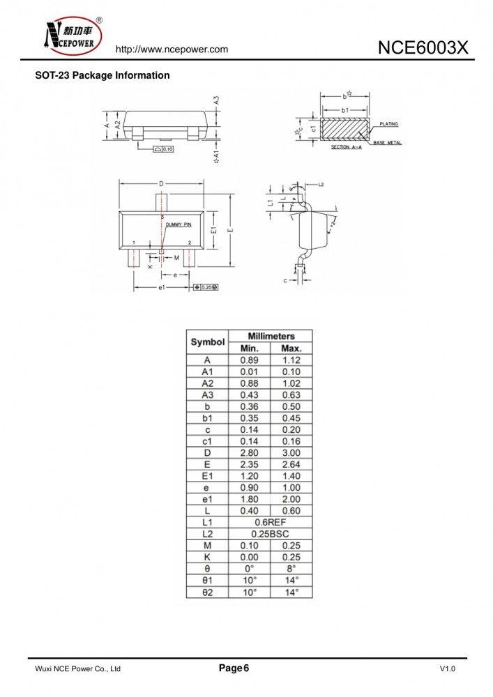 NCE6003X datasheet page 6