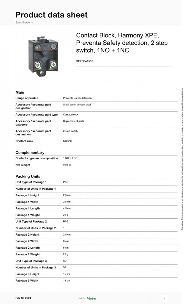 XE2SP4151B technical document page 1