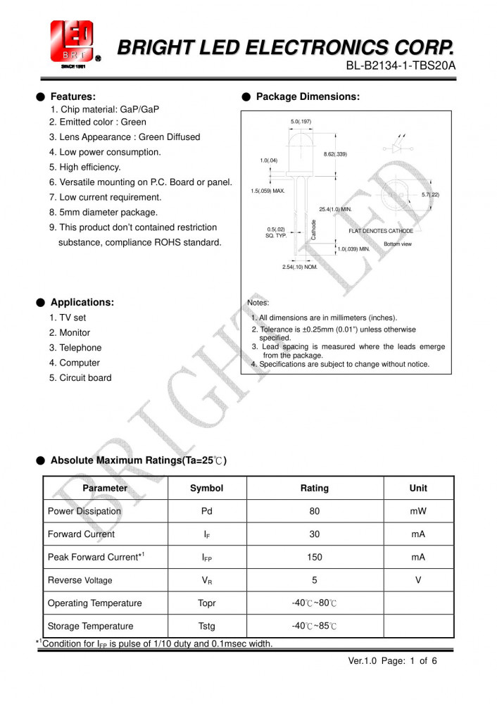 BL-B2134-1-TBS20A datasheet page 1