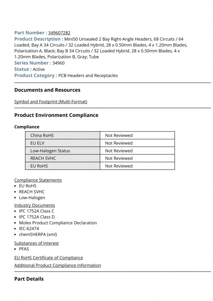 MOLEX 349607282 technical document preview, page 1