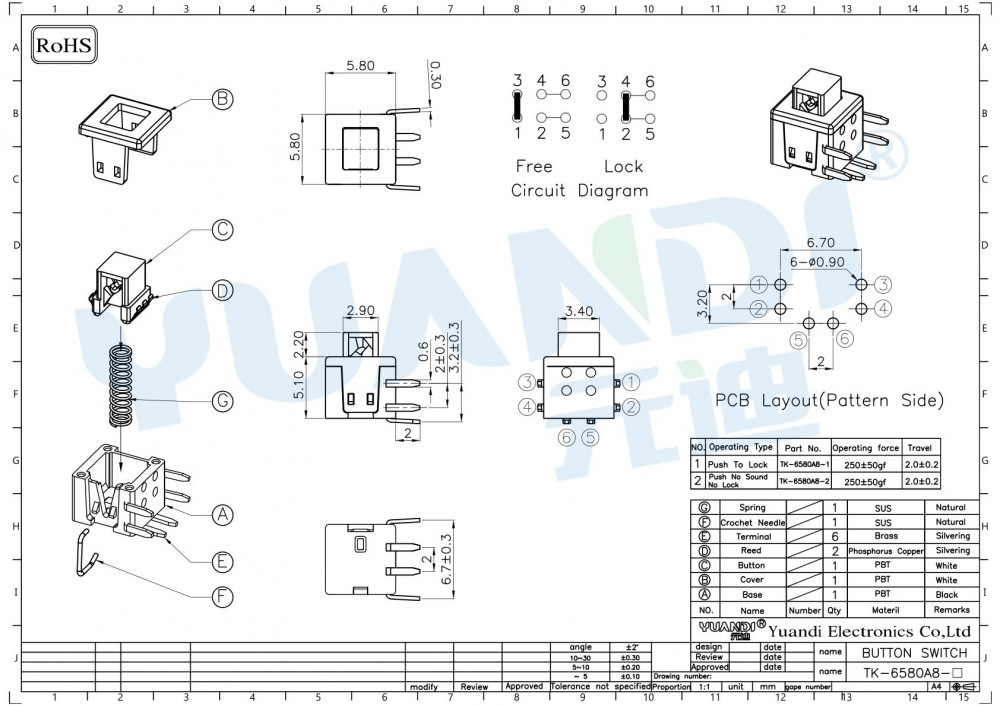 Yuandi TK-6580A8-2 product drawing