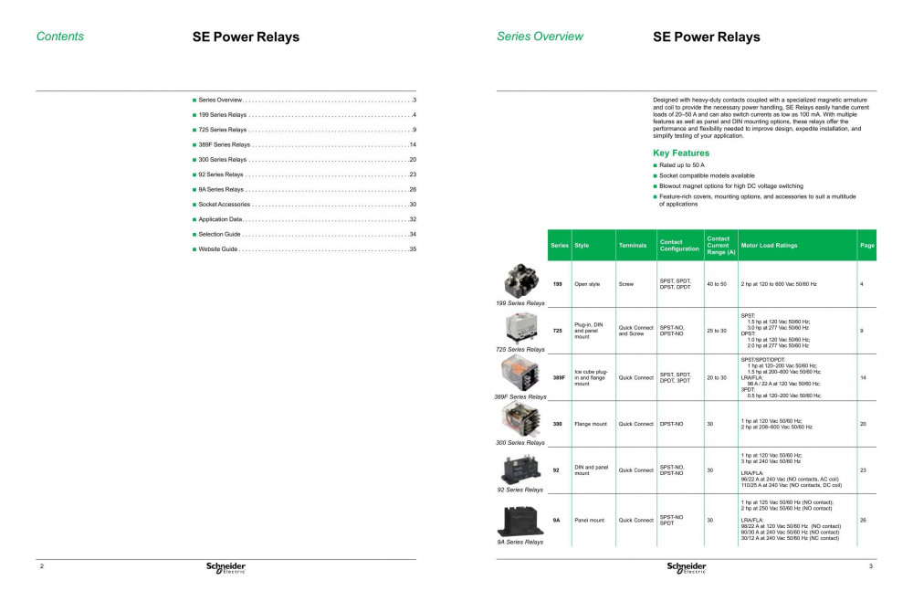 Schneider 389F relay catalog page 2