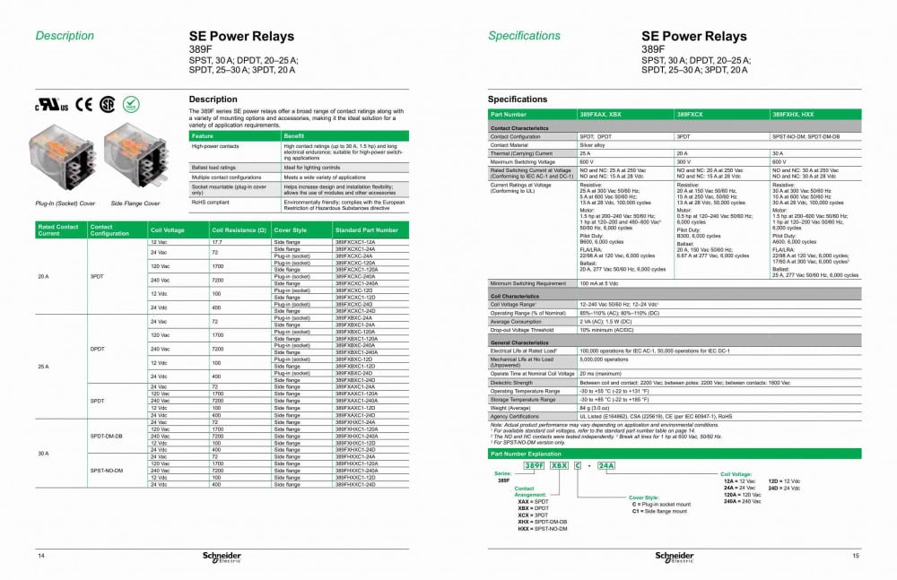 Schneider 389F relay catalog page 8