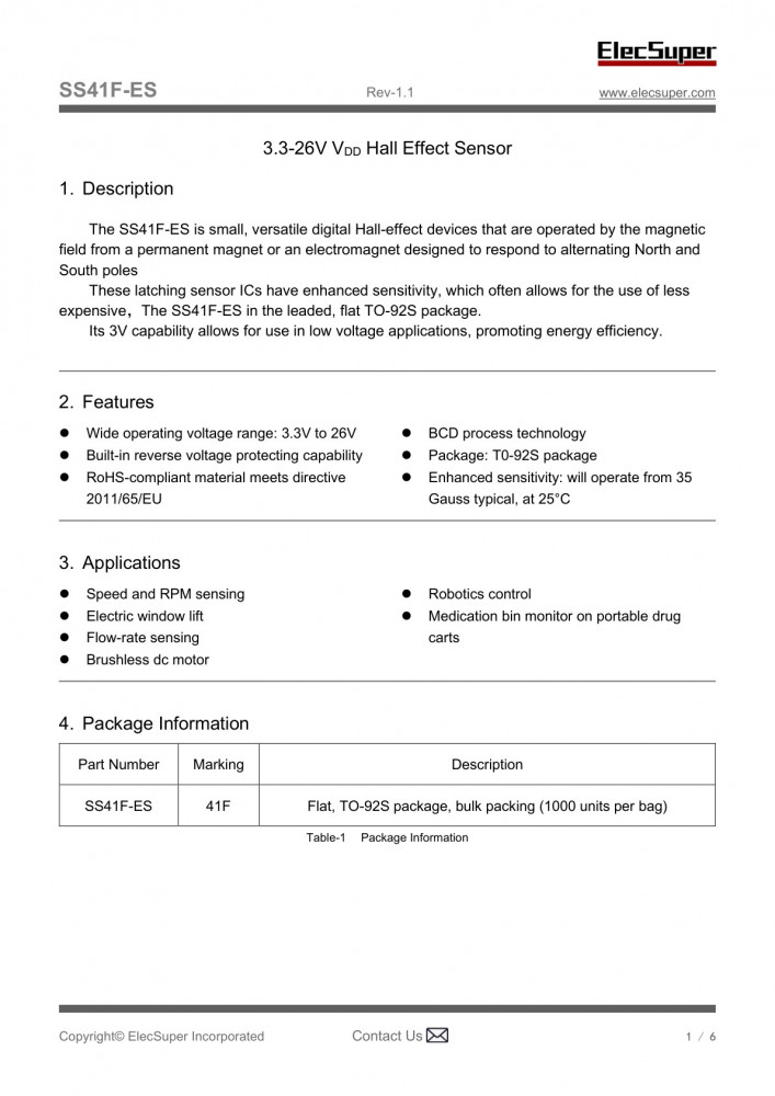 SS41F-ES datasheet page 1
