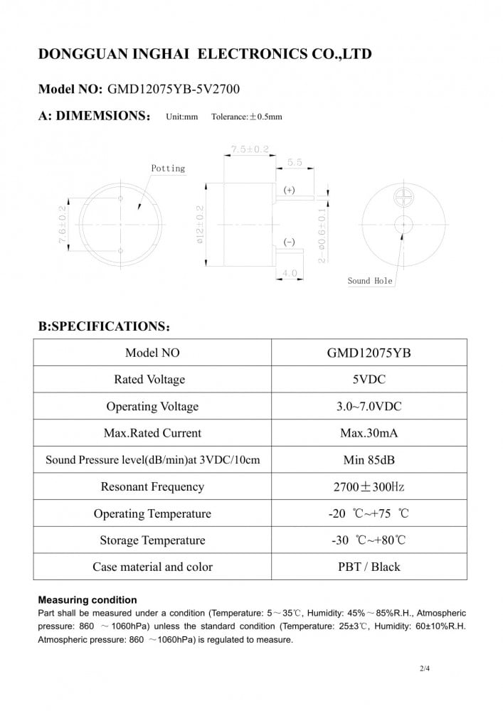 GMD12075YB-5V2700 approval document page 2
