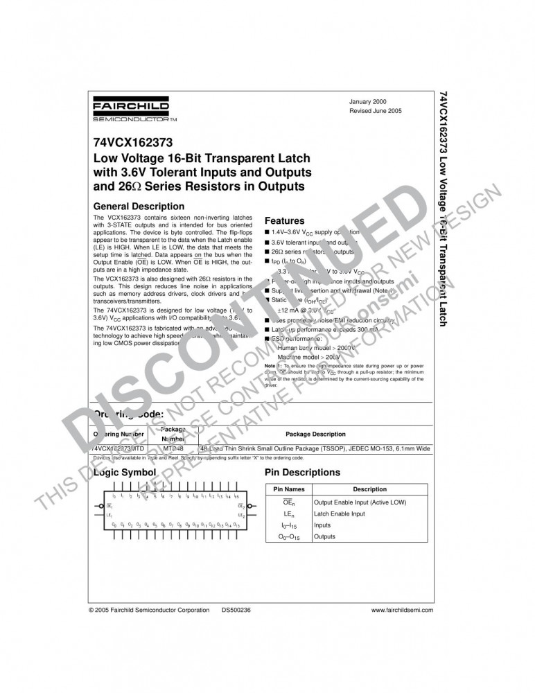 74VCX162373 datasheet page 2
