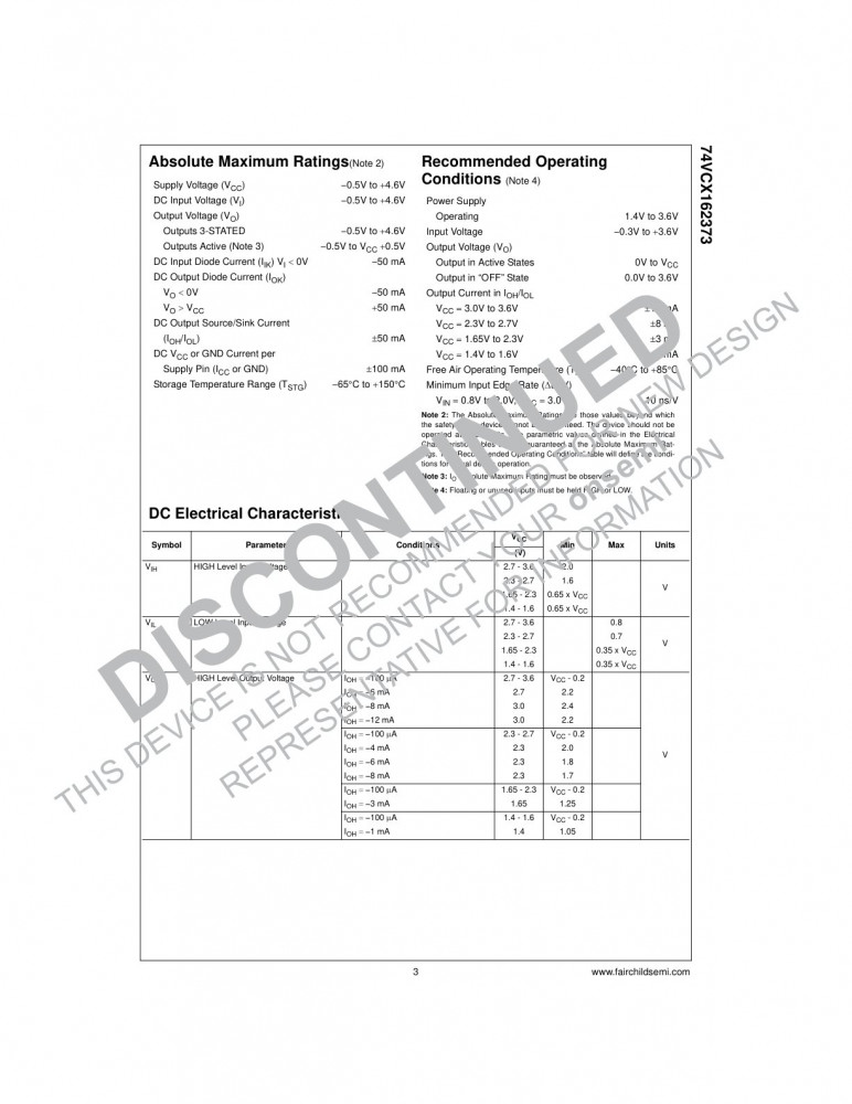 74VCX162373 datasheet page 4
