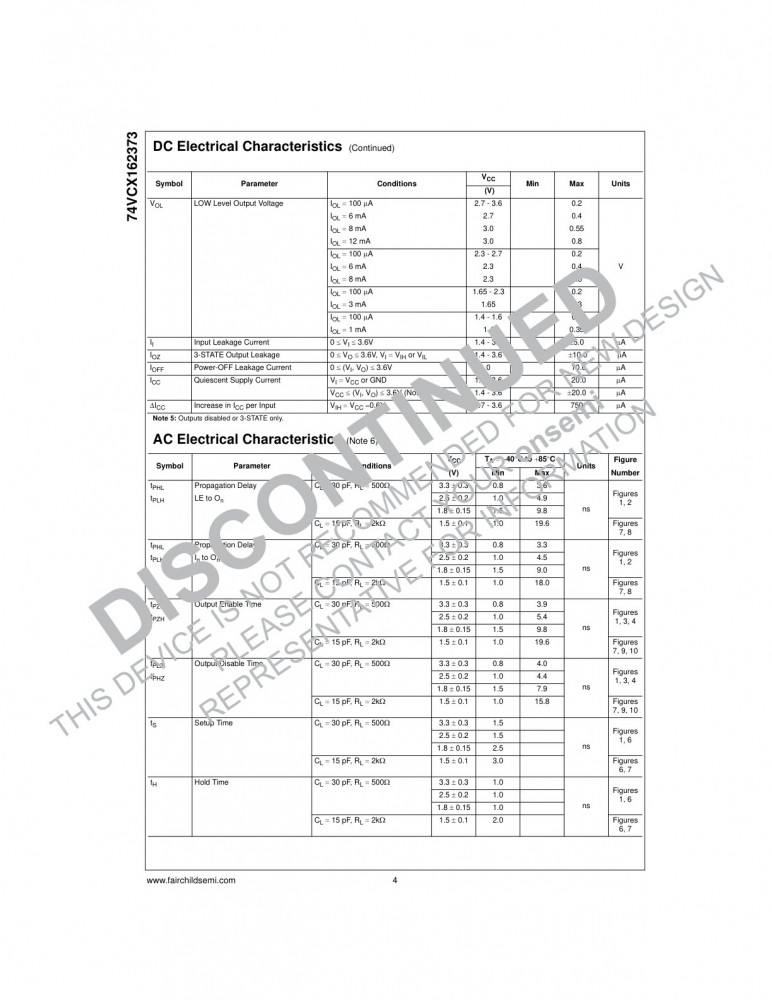 74VCX162373 datasheet page 5