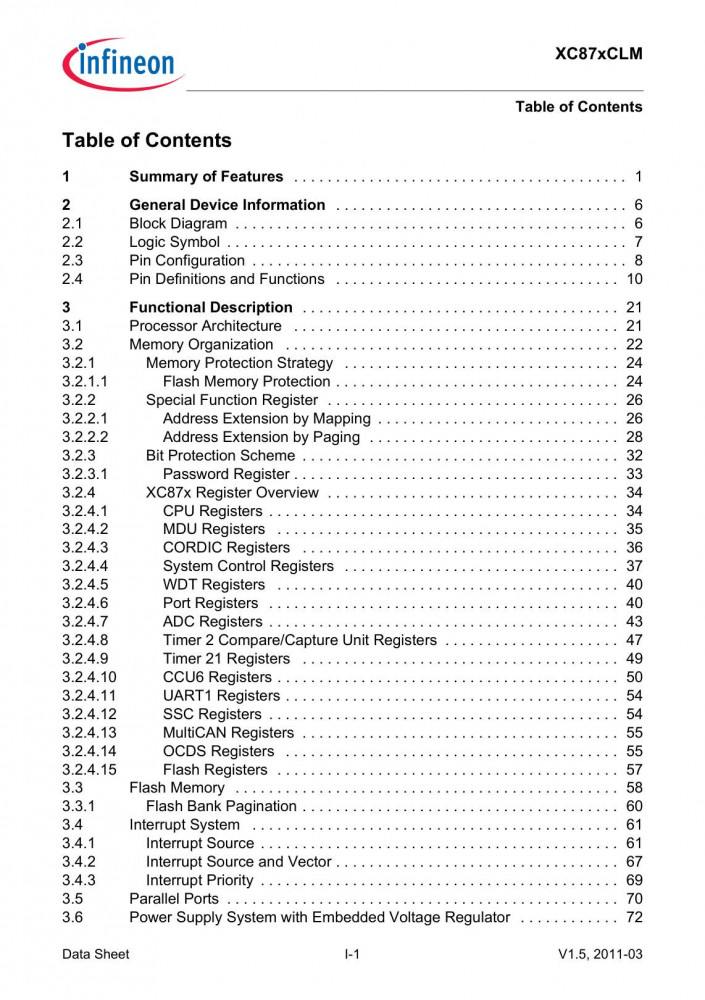 Infineon XC87x datasheet page 5