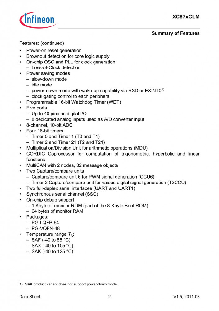 Infineon XC87x datasheet page 9