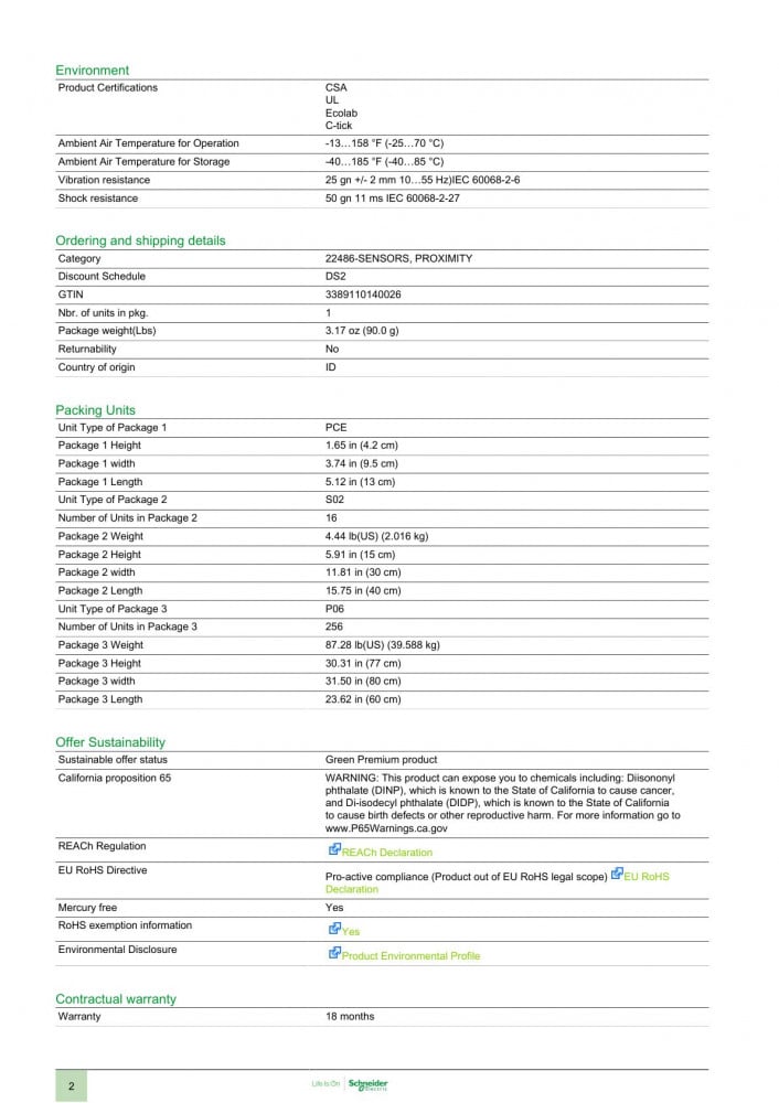 XS7E1A1PAL2 technical document page 2