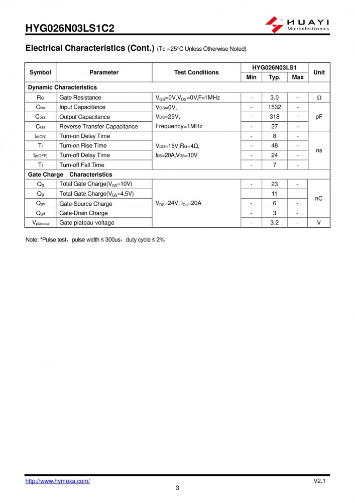 HYG026N03LS1C2 datasheet page 3