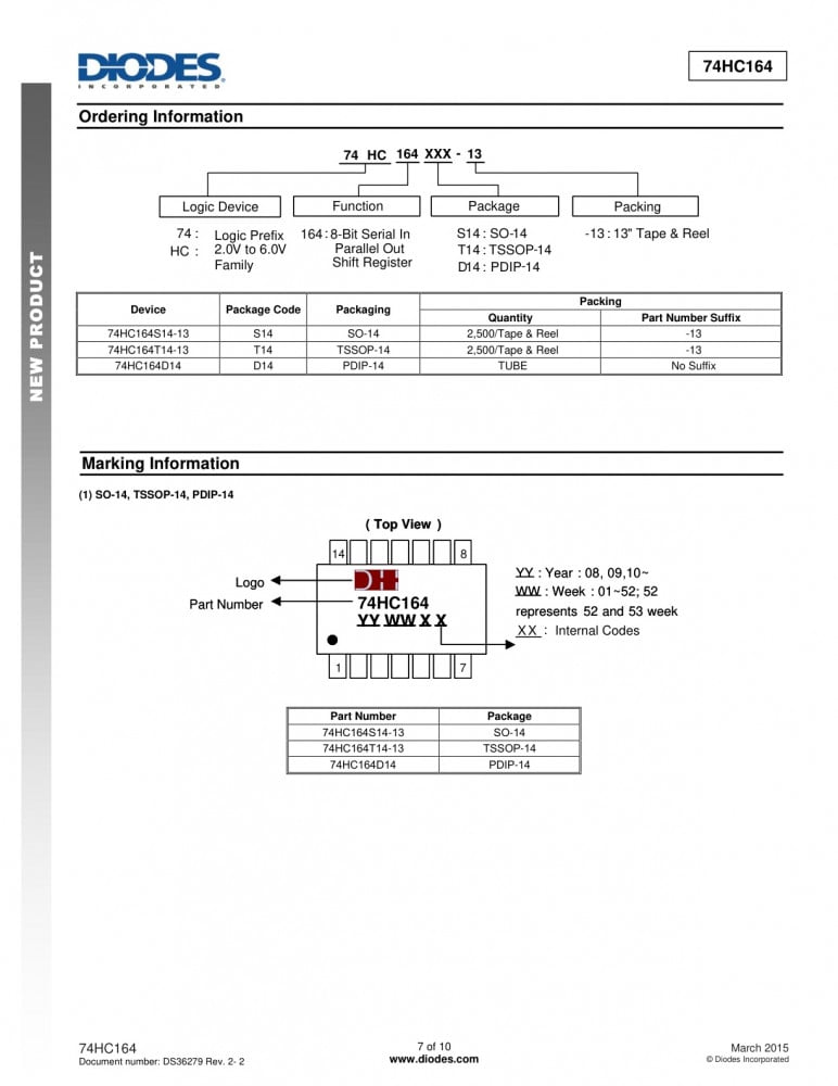 74HC164T14-13 datasheet page 7
