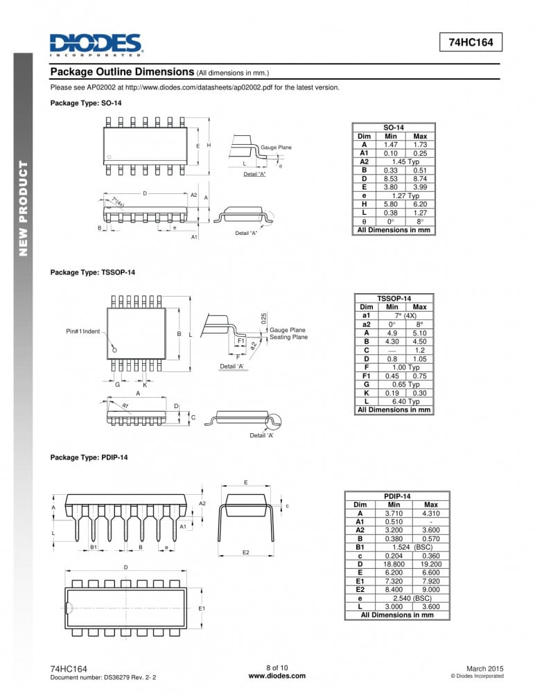 74HC164T14-13 datasheet page 8