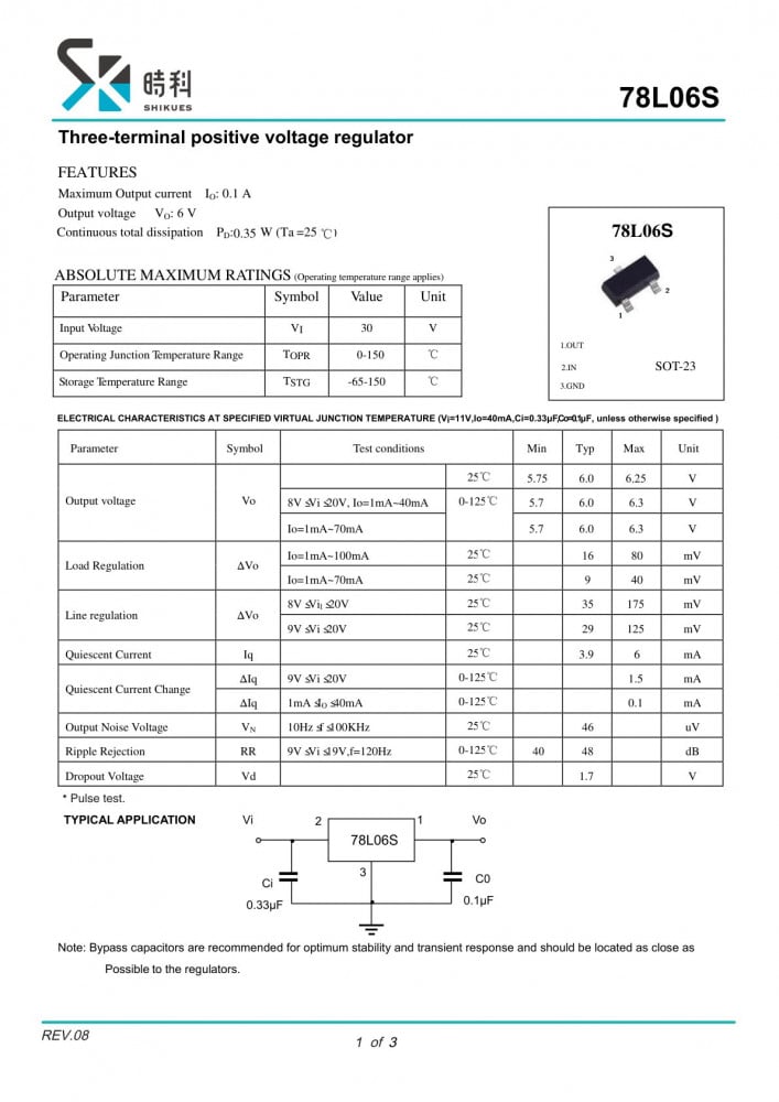 78L06S datasheet page 1