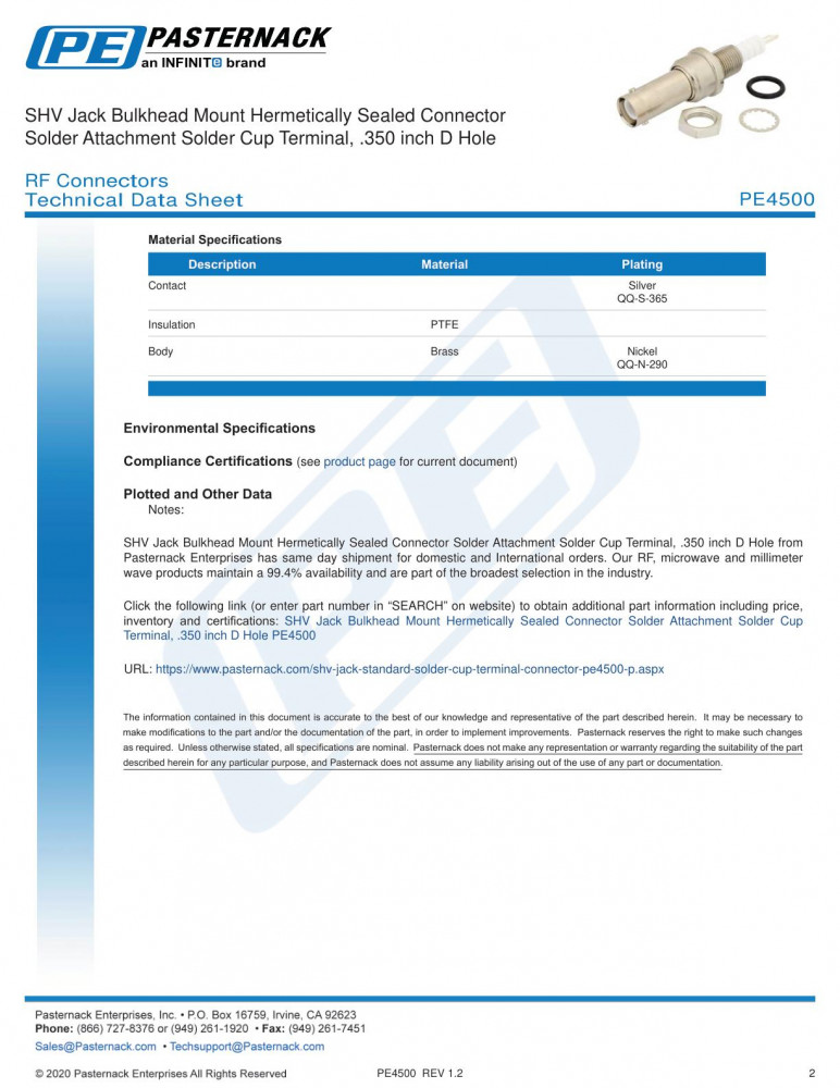 PASTERNACK PE4500 technical document page 2