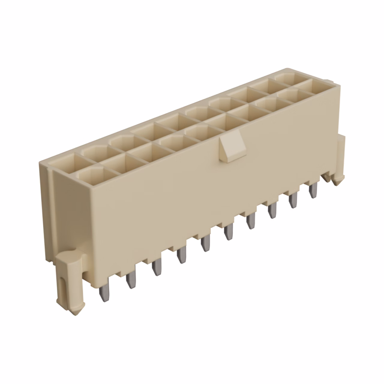 Micro-Fit BMI Receptacle Header, Dual Row, Vertical, with Press-fit Plastic Pegs, 0.76µm Gold (Au) Selective, 4 Circuits