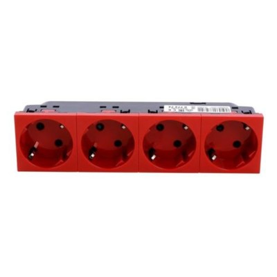 Mosaic™ - Multi-support multiple socket - 4x2P+E automatic terminals - red for sale