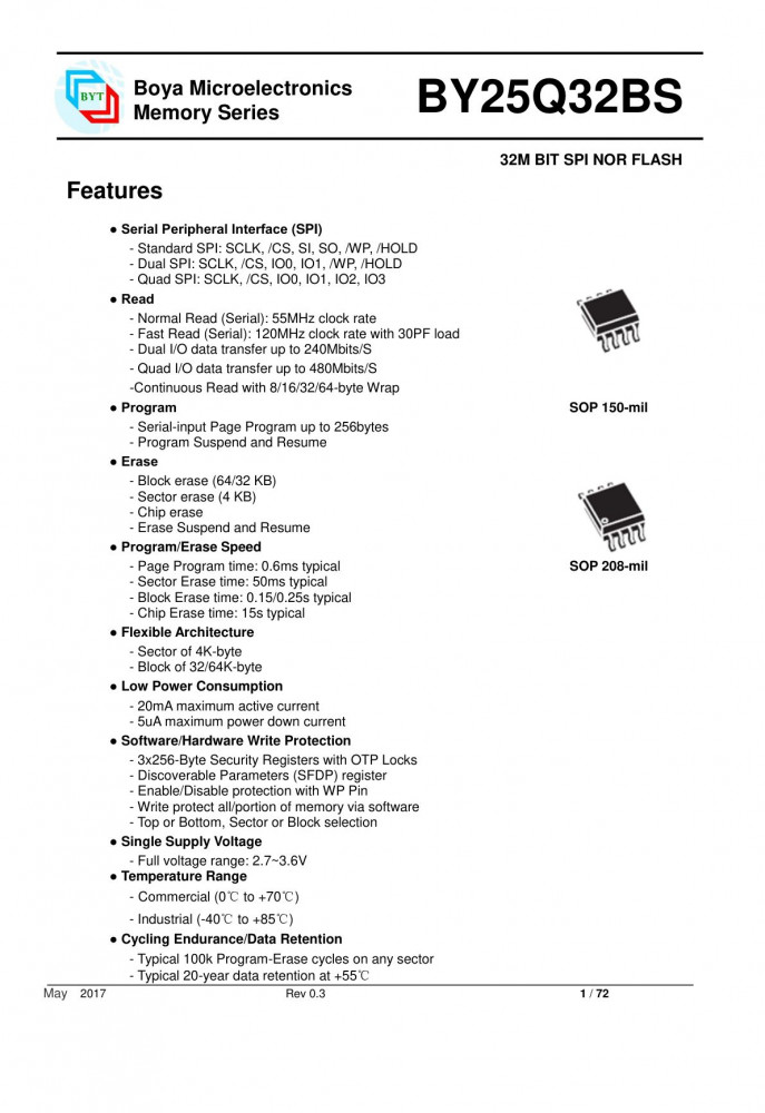 BY25Q32BSSIG(T) datasheet page 1