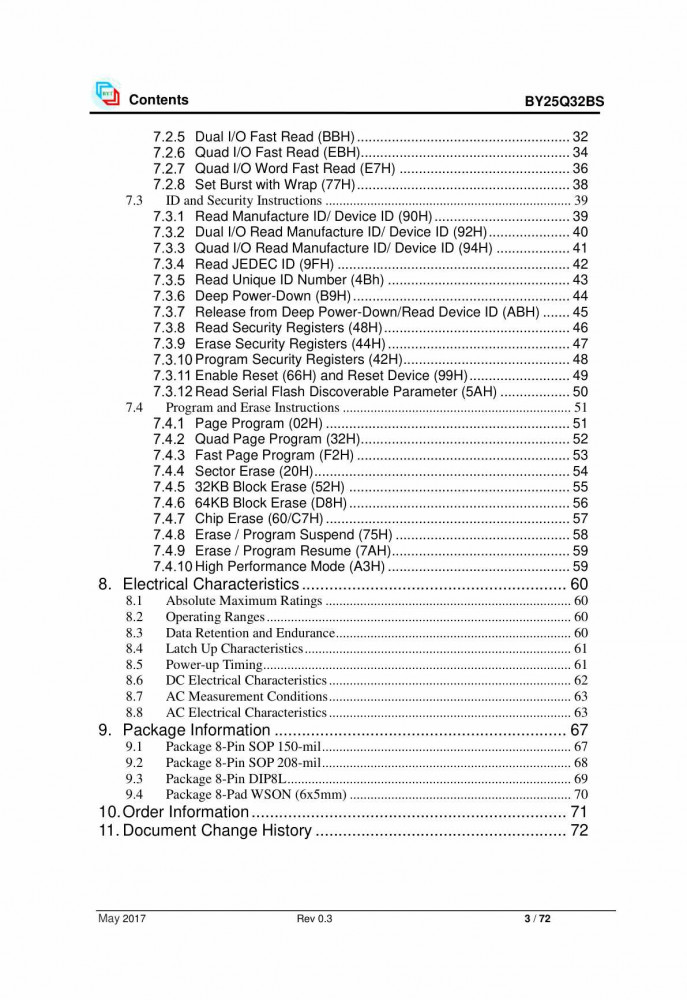BY25Q32BSSIG(T) datasheet page 3