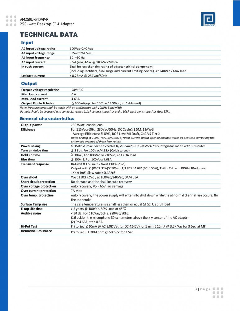 AM250U-540AP-R technical document page 2