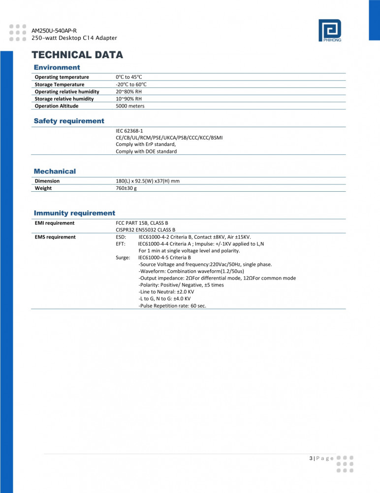 AM250U-540AP-R technical document page 3