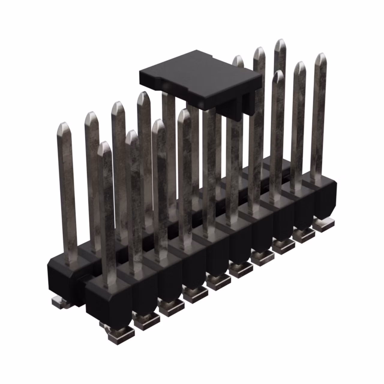 MX150 Dual Row Header, Vertical, 20 Circuits, Surface Mount, 1.5µm Matte  Tin (Sn) Plating, 15.60mm Mating Pin Length, with Pick and Place Cap for sale