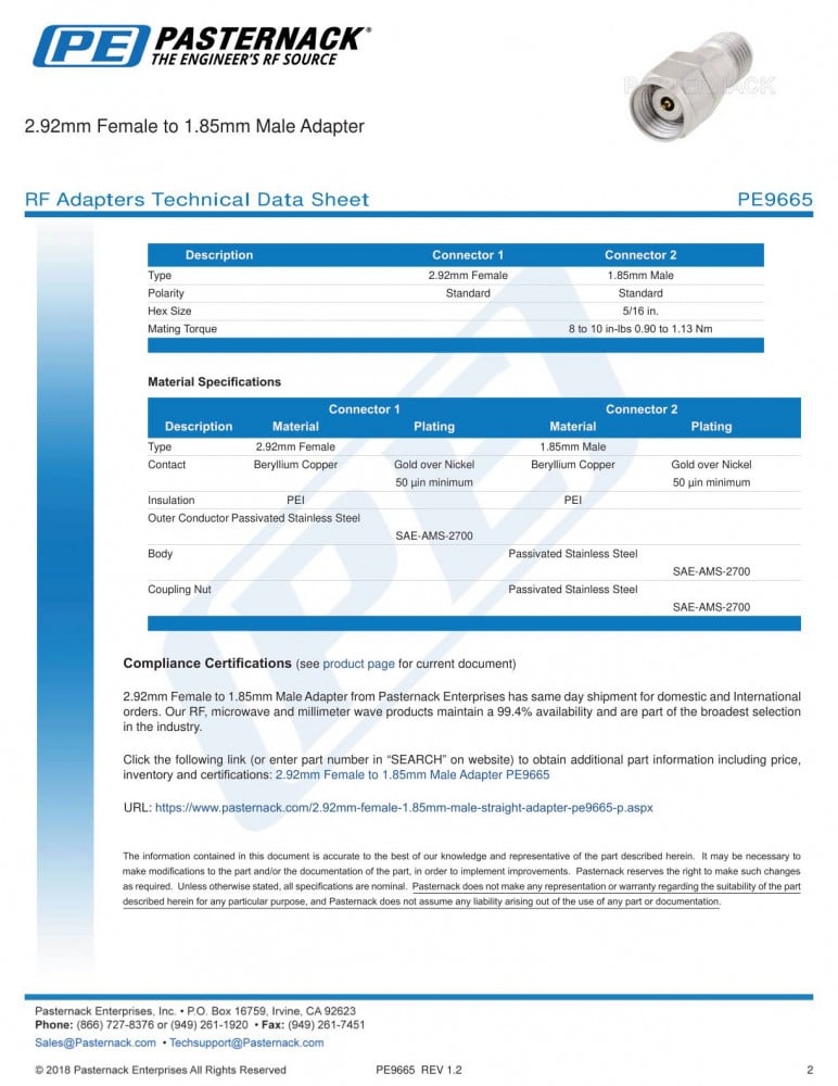 PE9665 technical document page 2