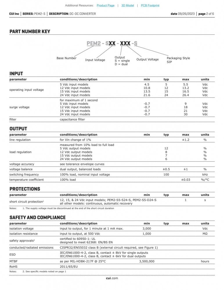 CUI PEM2-S datasheet page 2