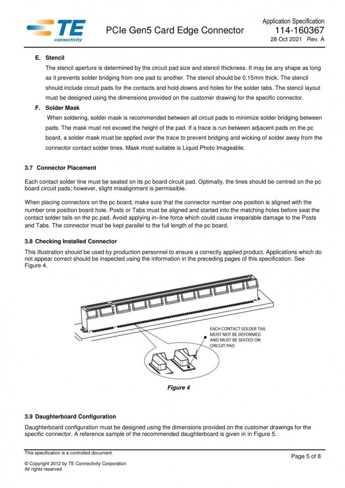 TE Connectivity PCIe Gen5 application specification page 5