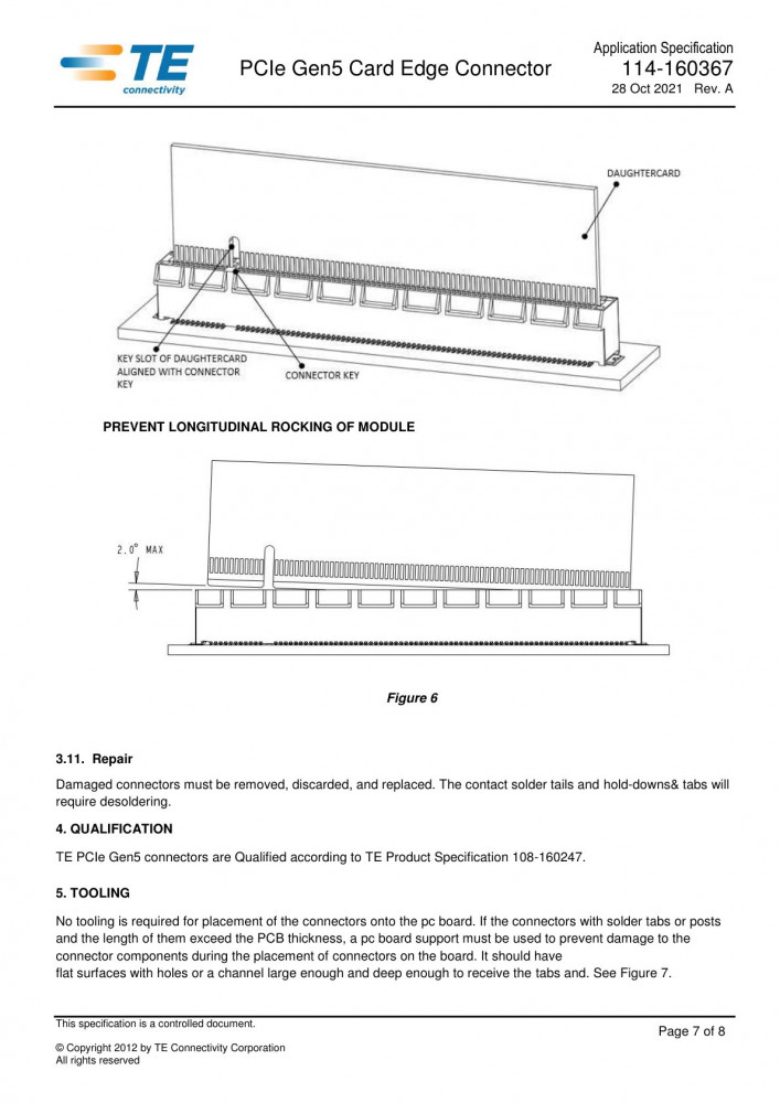 TE Connectivity PCIe Gen5 application specification page 7