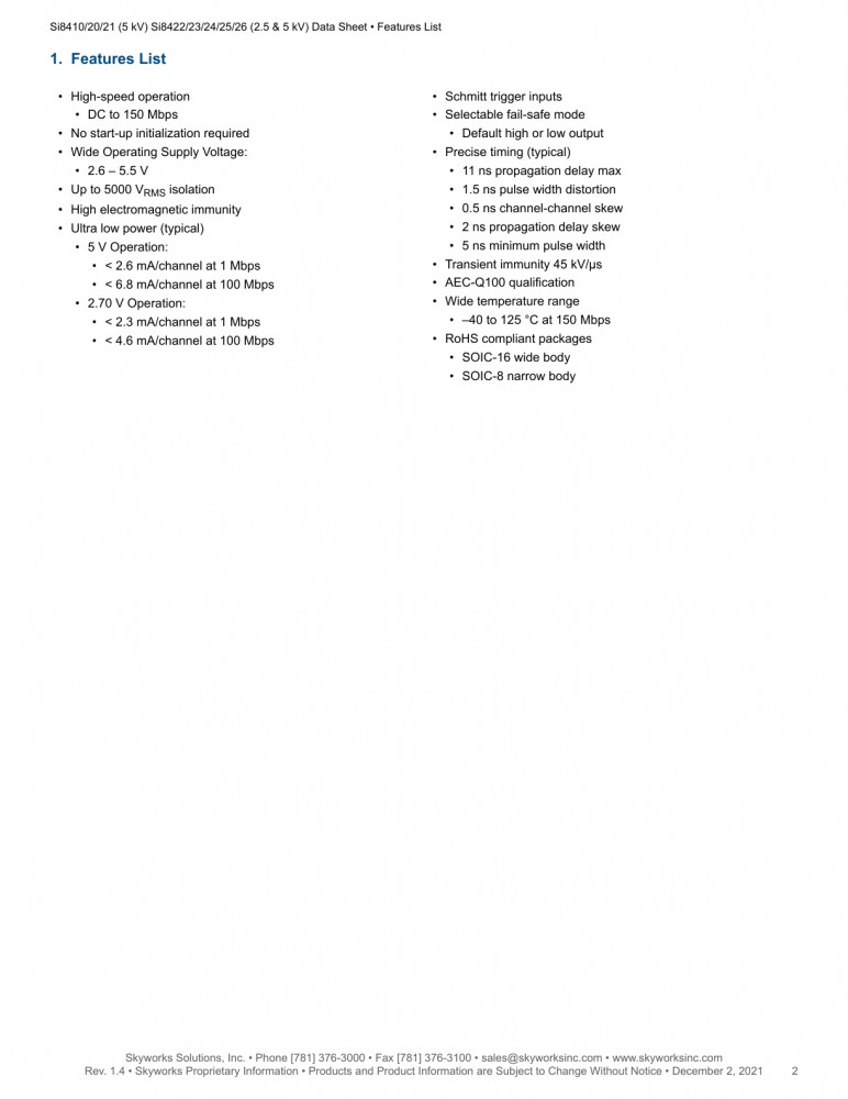 Datasheet page 2