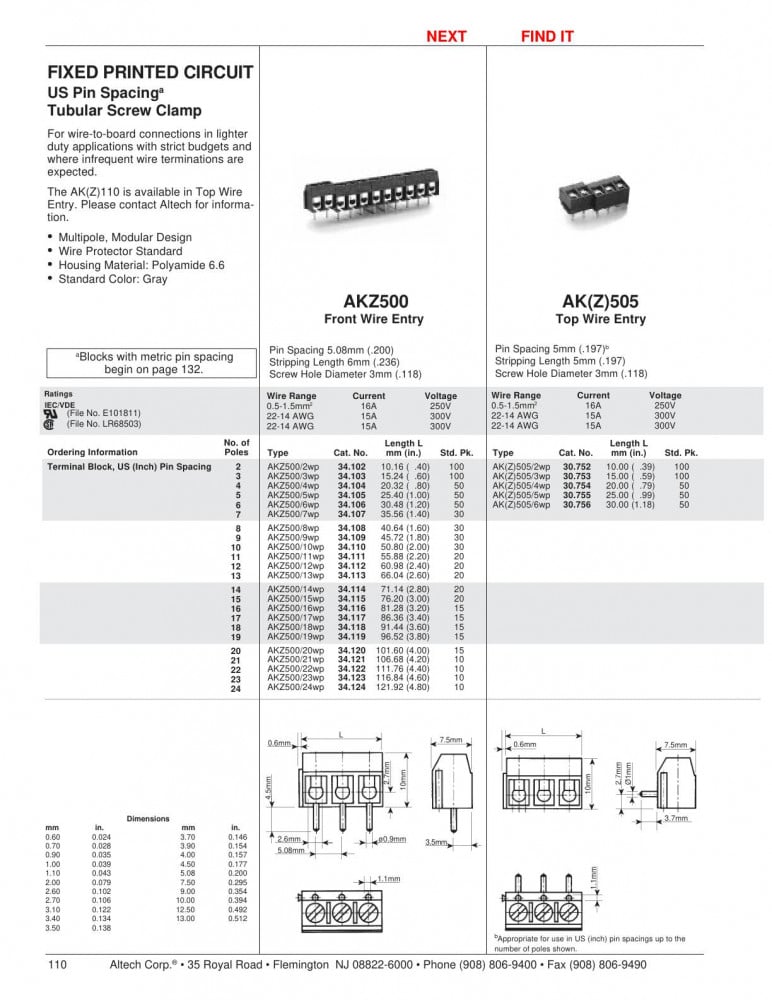 Altech catalog page 1