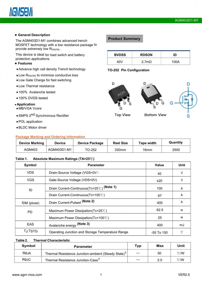 AGM403D1-M1 datasheet page 1