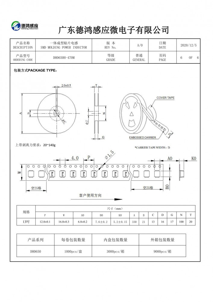DH0650H-470M approval document supplementary page