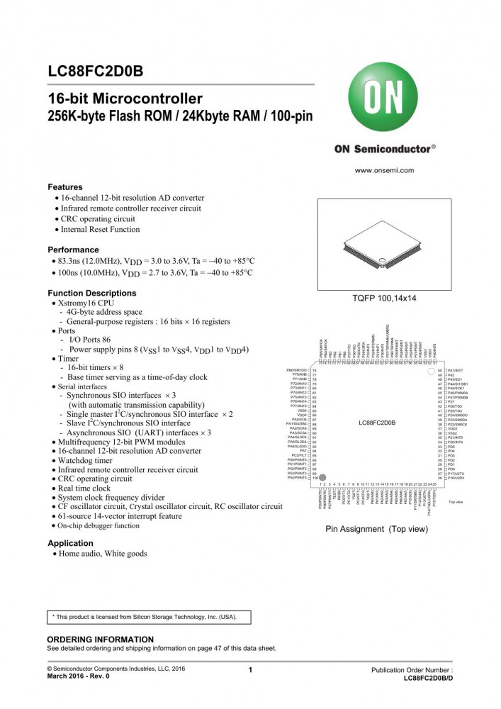 LC88FC2D0B datasheet page 1
