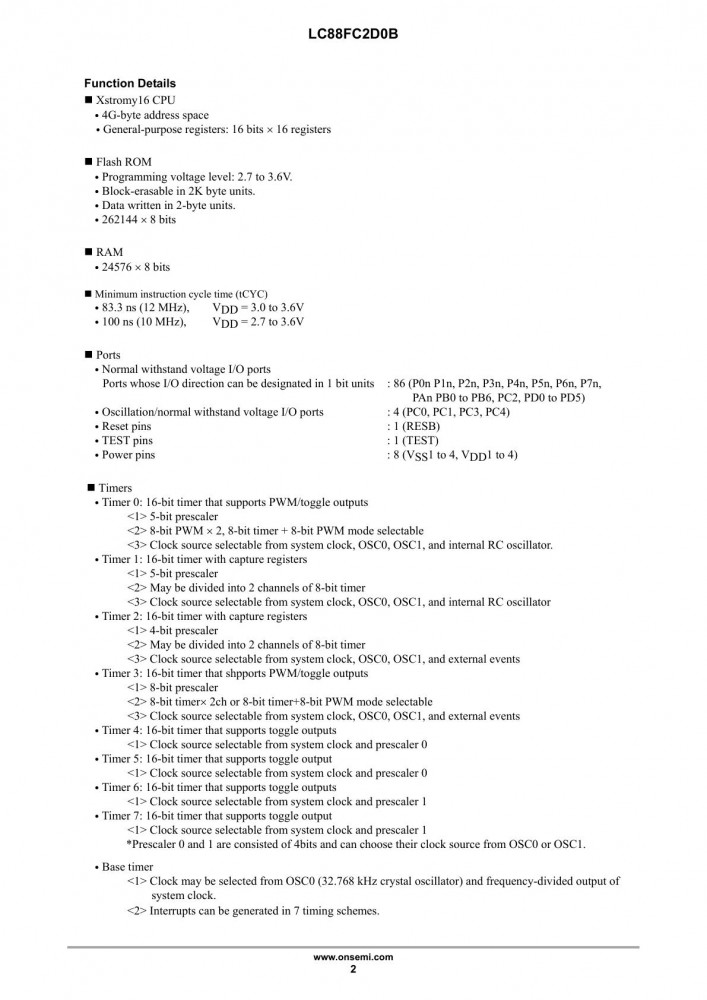 LC88FC2D0B datasheet page 2