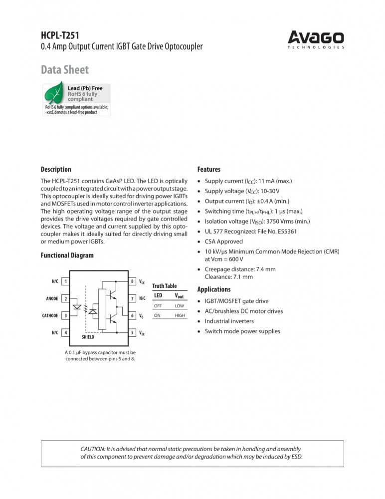 HCPL-T251 datasheet page 1