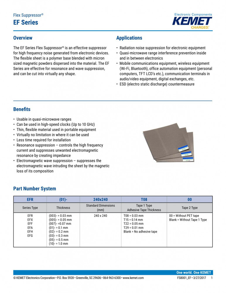KEMET Flex Suppressor technical document page 1