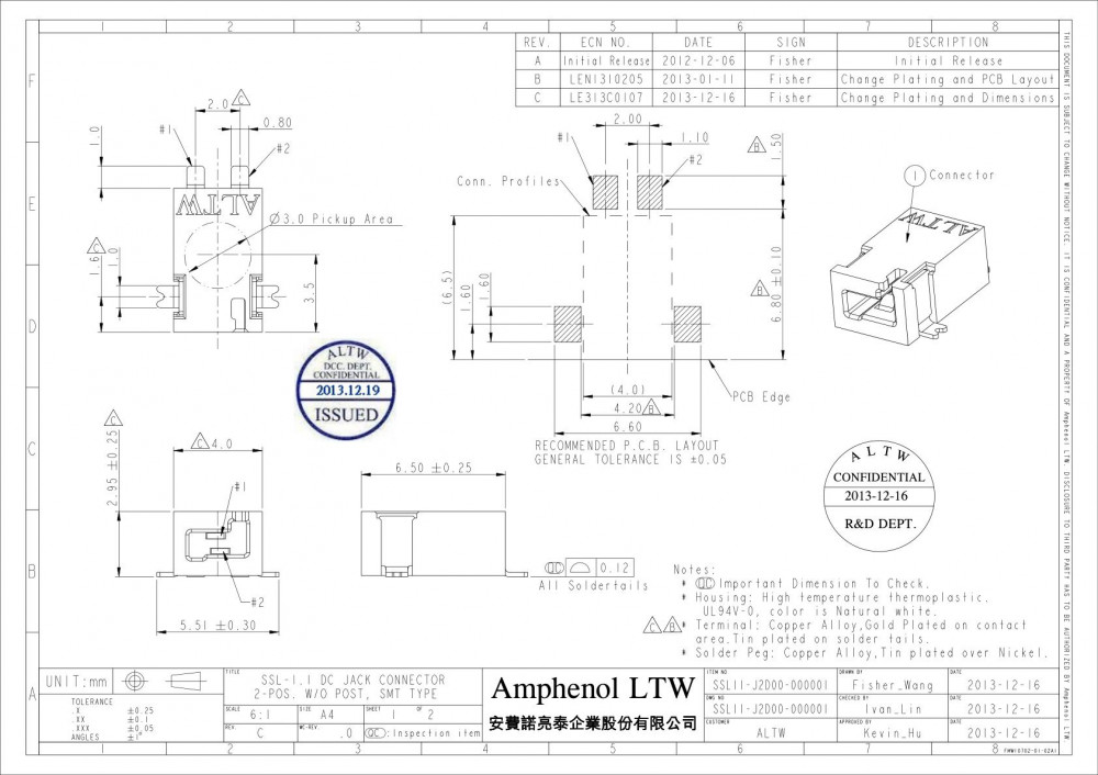 SSL11-J2D00-000001 technical drawing page 1