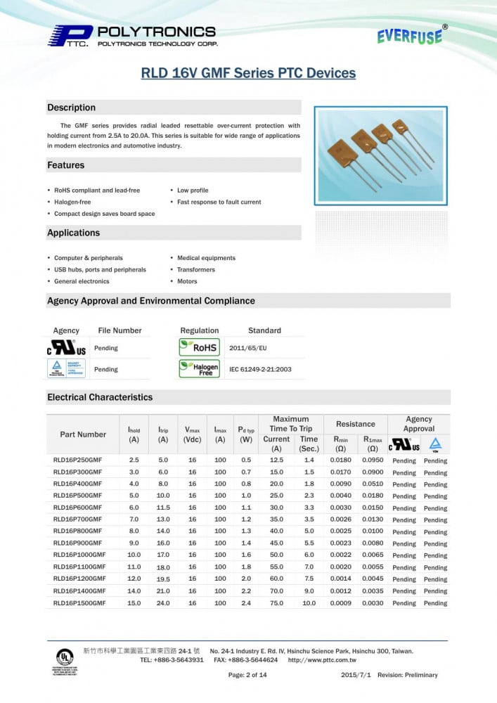 RLD16P700GMF datasheet page 2