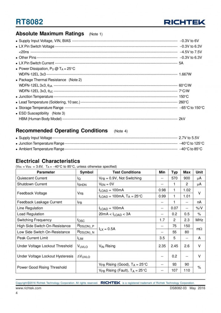 RT8082 datasheet page 4