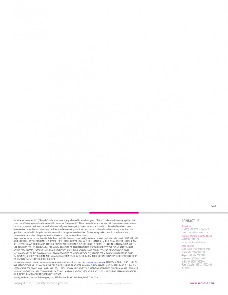 Sensata HS053 technical document page 3
