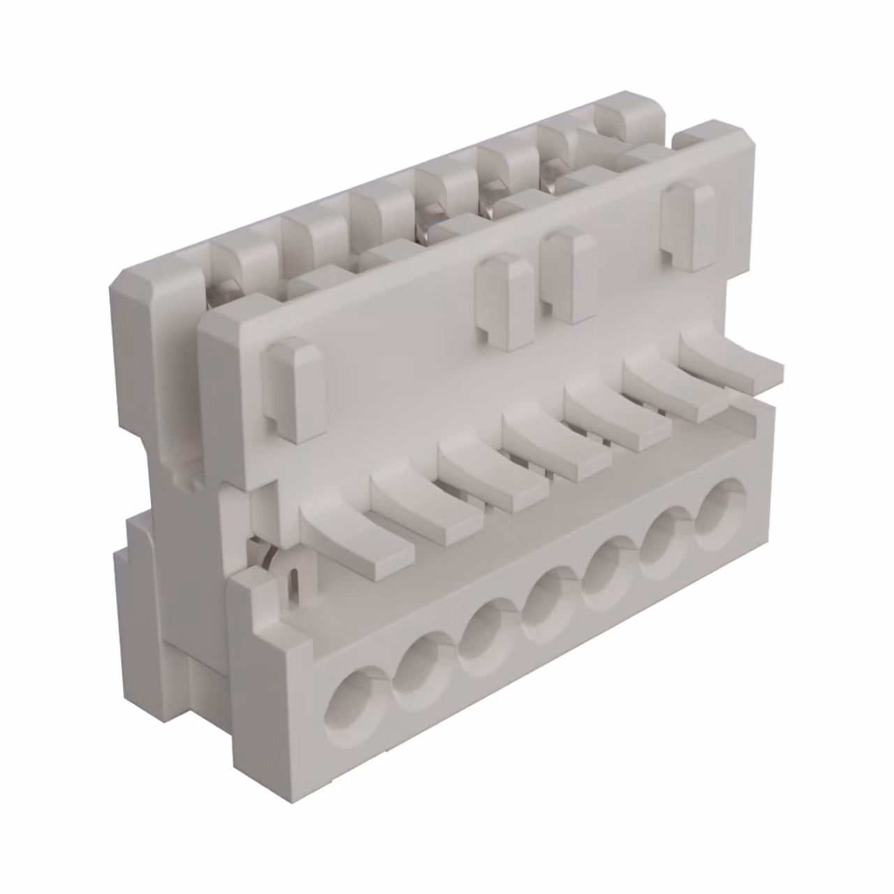 Appli-Mate RAST 2.5 Female Connector, 2.50mm Pitch, 7 Circuits, Positions B, C, F & H Removed, Open Endwalls, Circuits 2 & 3 Voided for sale