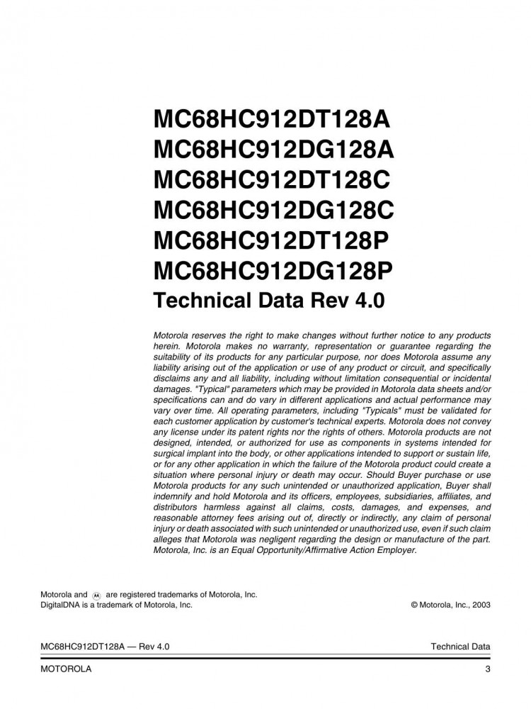 MC912DT128A technical data page 3